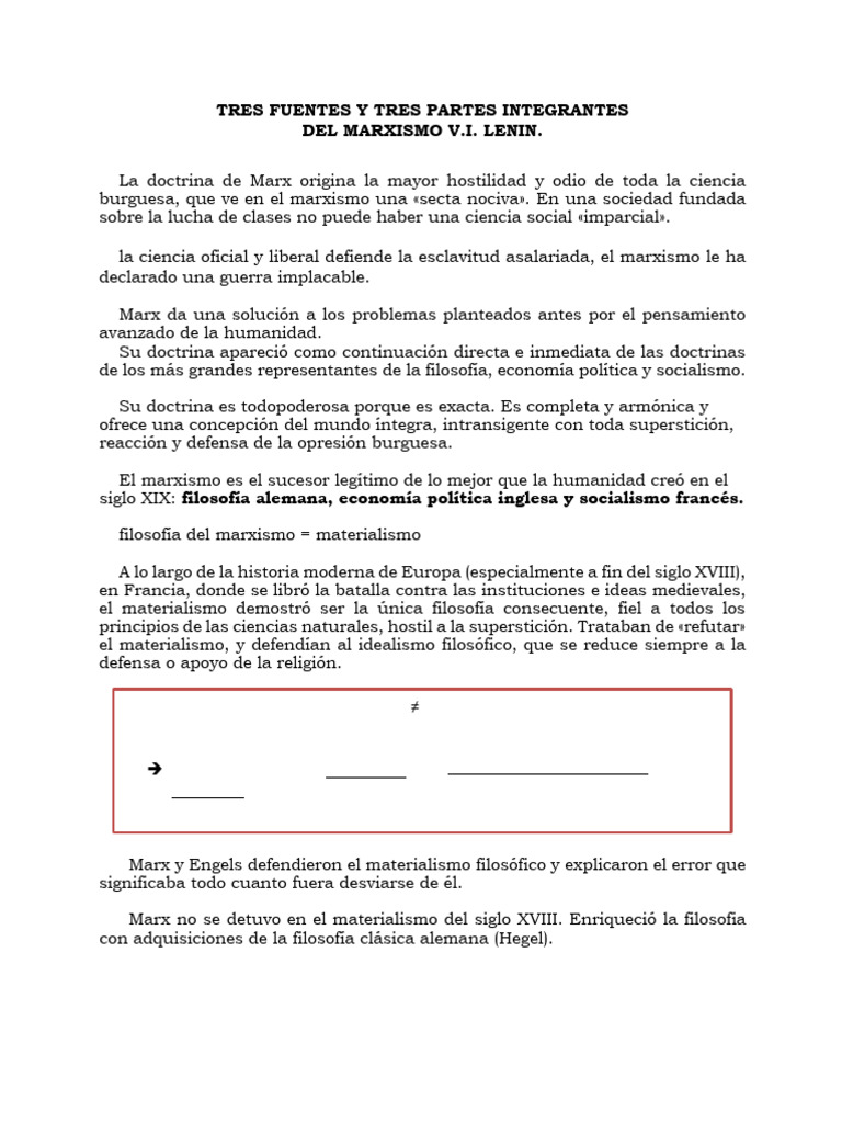 LENIN - Tres Fuentes y Tres Partes Integrantes Del Marxismo | PDF ...