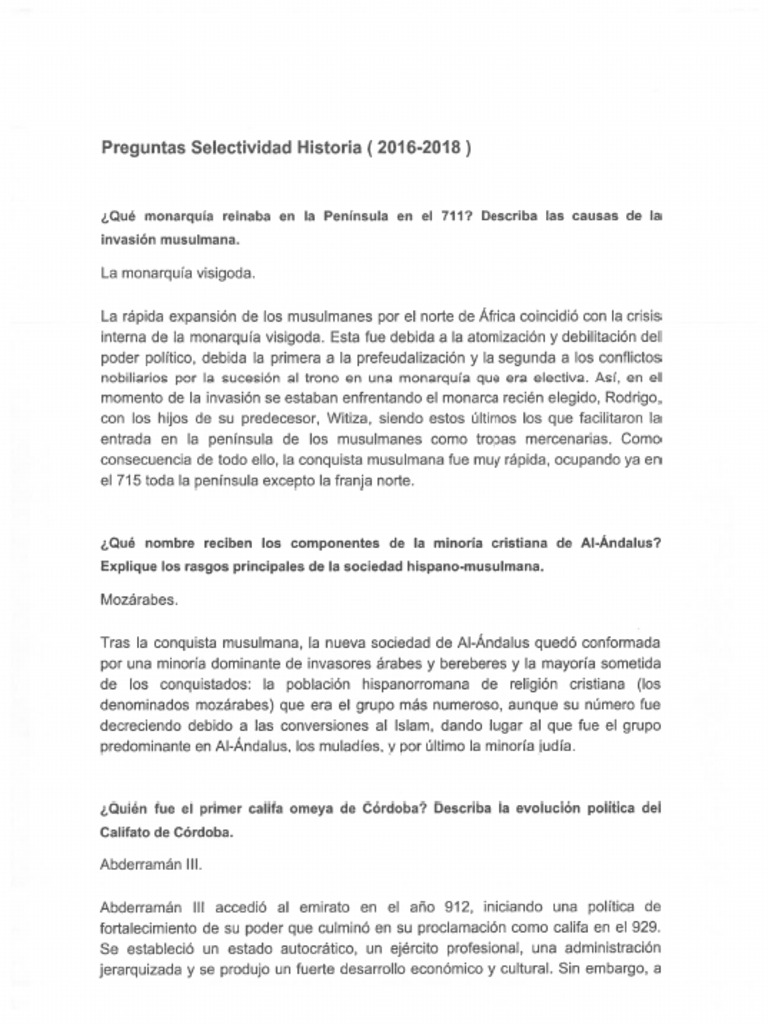 Preguntas Cortas Historia | PDF