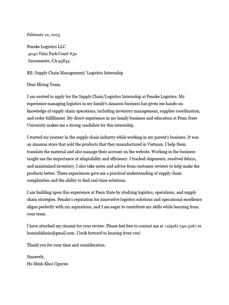 Letter of Application | PDF