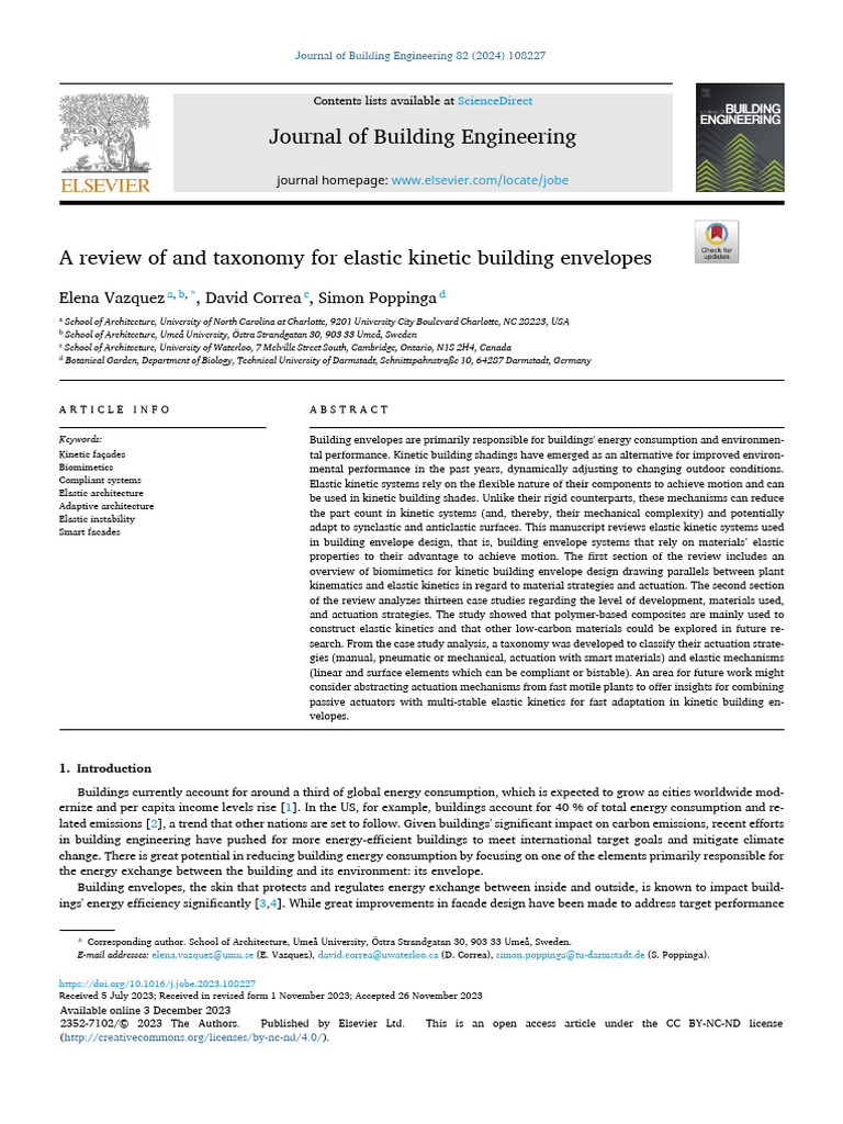 A Review of and Taxonomy For Elastic Kinetic Building Envelopes | PDF ...