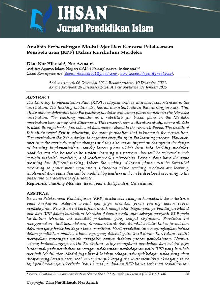 Analisis Perbandingan Modul Ajar Dan Rencana Pelaksanaan Pembelajaran ...