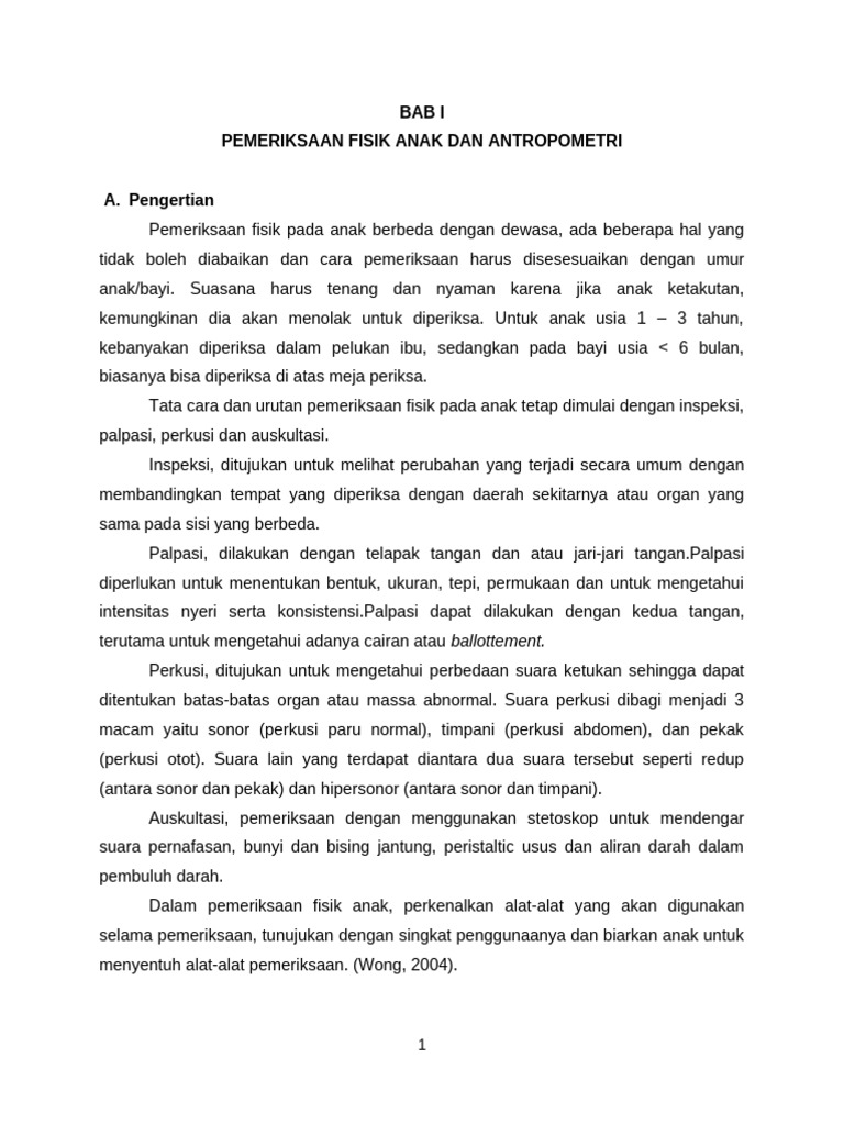 Pemfis Dan Antropometri Pada Anak | PDF