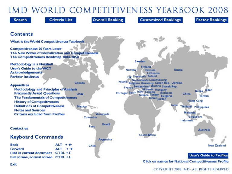 Imd World Competitiveness Yearbook 2008: Search Criteria List Overall ...