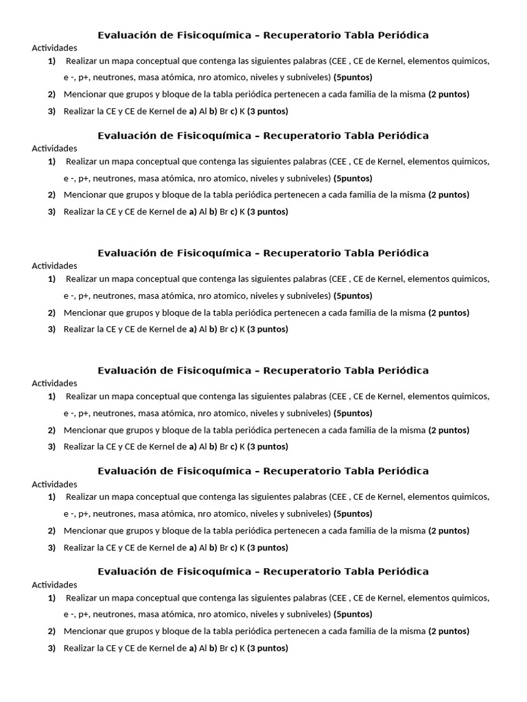 Recup 3ero Isp Ce y TP | PDF | Tabla periódica | Física nuclear