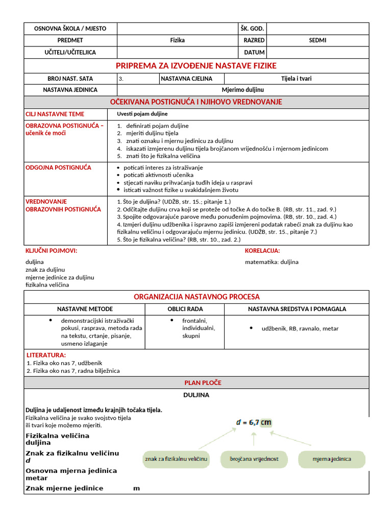 Priprema SK 03. Sat 2. Mjerimo Duljinu 1.sat | PDF