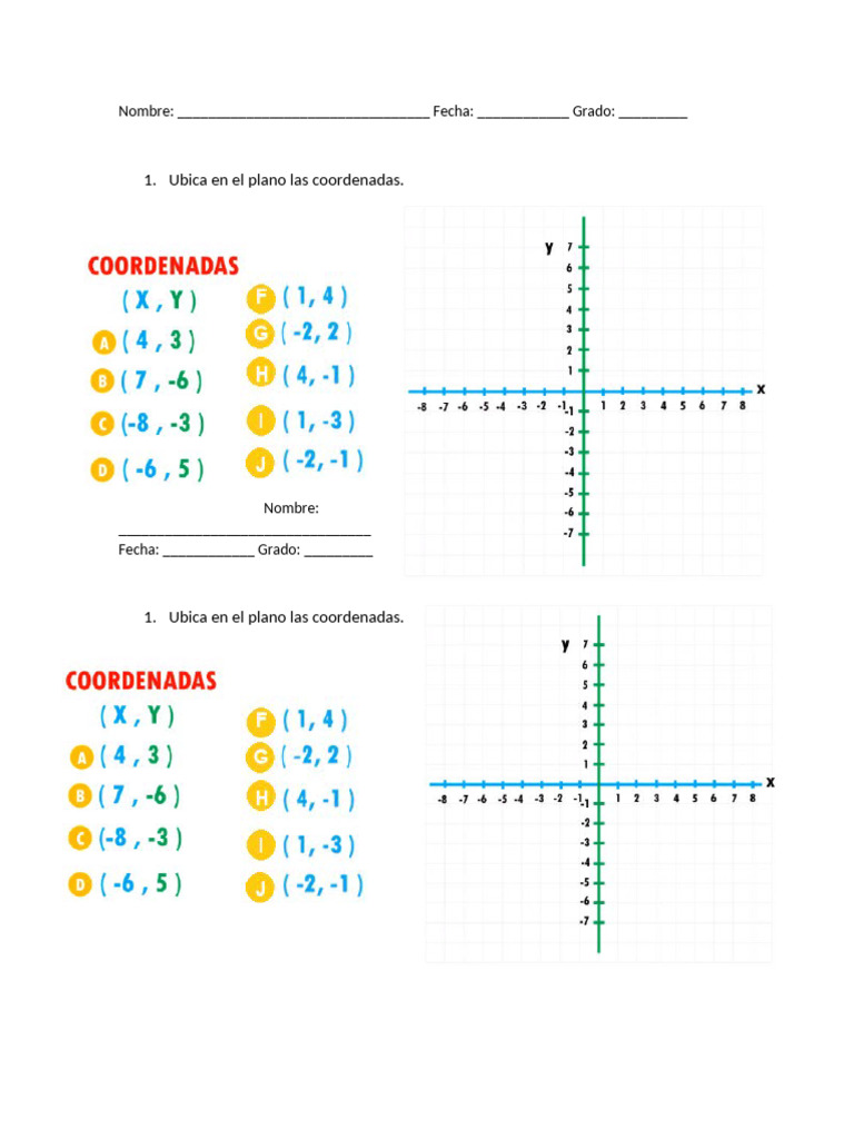 Coordenadas Grado Quinto | PDF