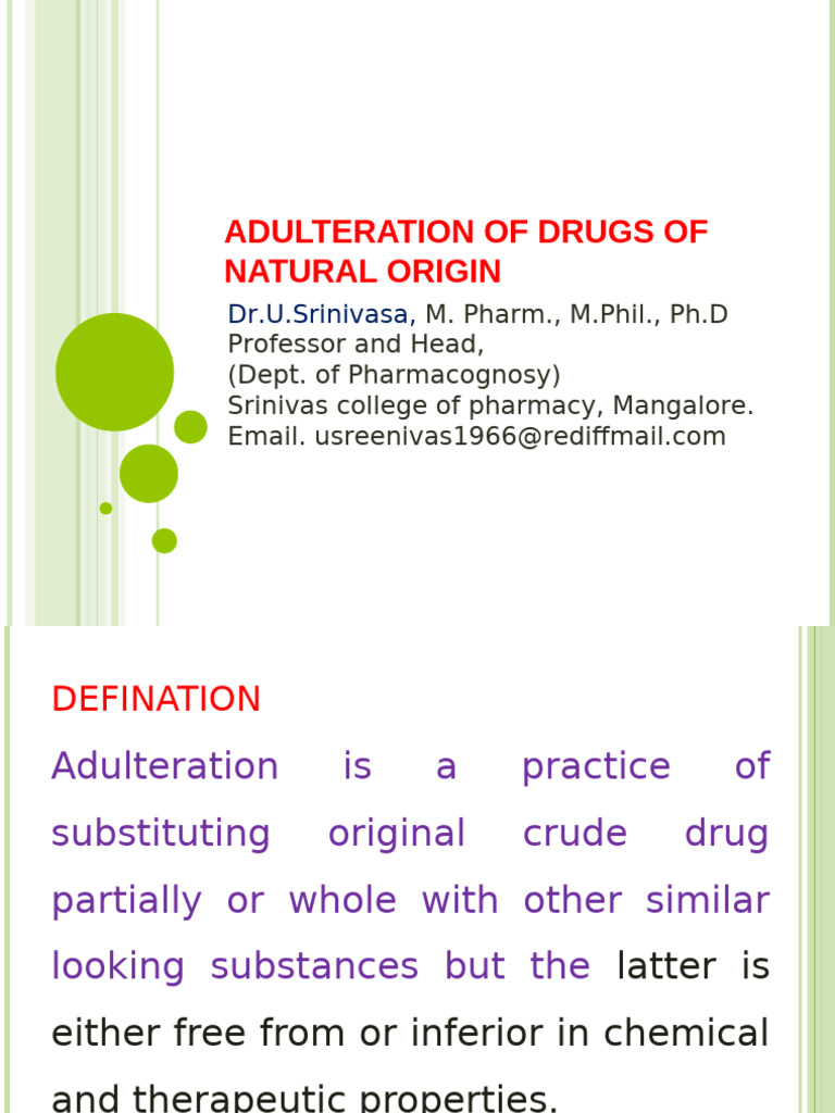 Adulteration of Drugs | PDF | Ginger