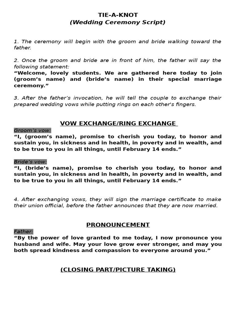 TIE A KNOT Wedding Ceremony Script | PDF