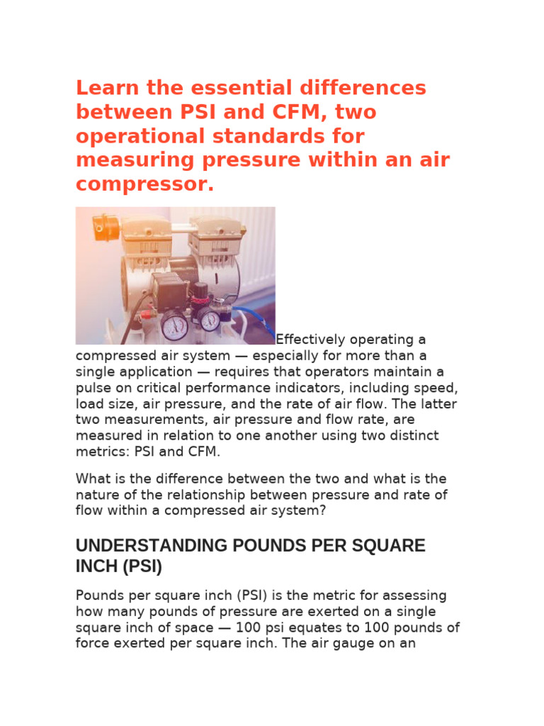 Aire Comprimido - Learn The Essential Differences Between PSI and CFM ...
