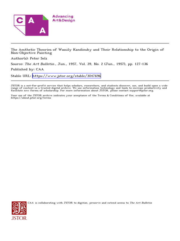 Selz. The Aesthetic Theories of Wassily Kandinsky and Their ...