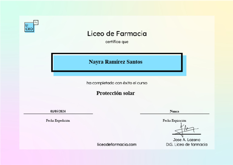 Certification Protección Solar Nayra - rs20@ | PDF