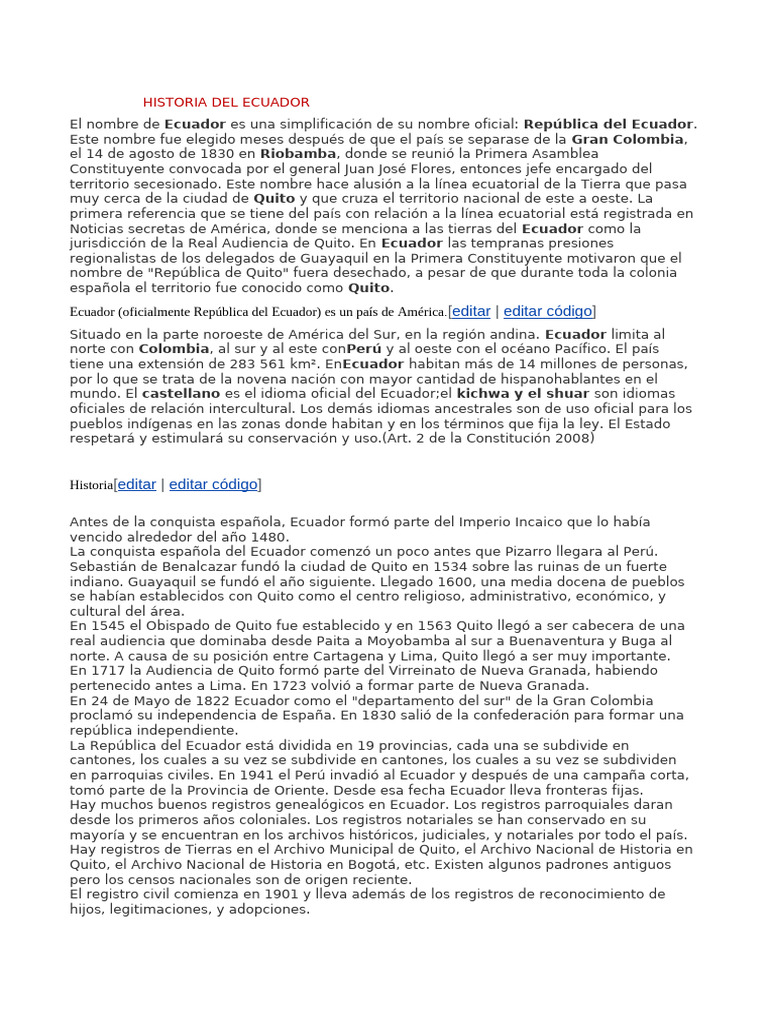 Historia y Geografía de Ecuador | PDF | Ecuador | Colombia