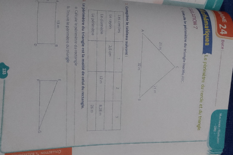 Exercice Sur Le Périmètre Du Cercle Et Du Triangle Cm2 | PDF