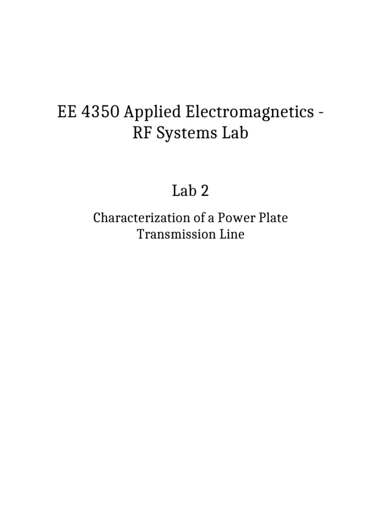 Characterizing Power Plate Transmission Lines | PDF | Transmission Line ...