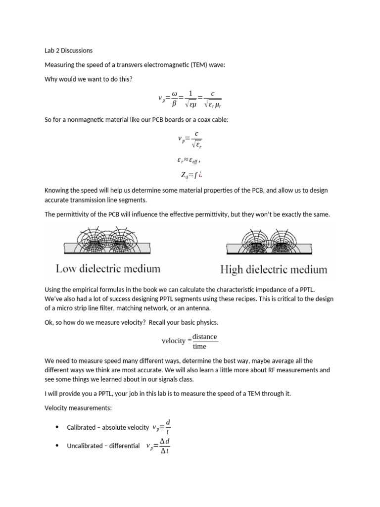 Measuring TEM Wave Speed in PPTL | PDF
