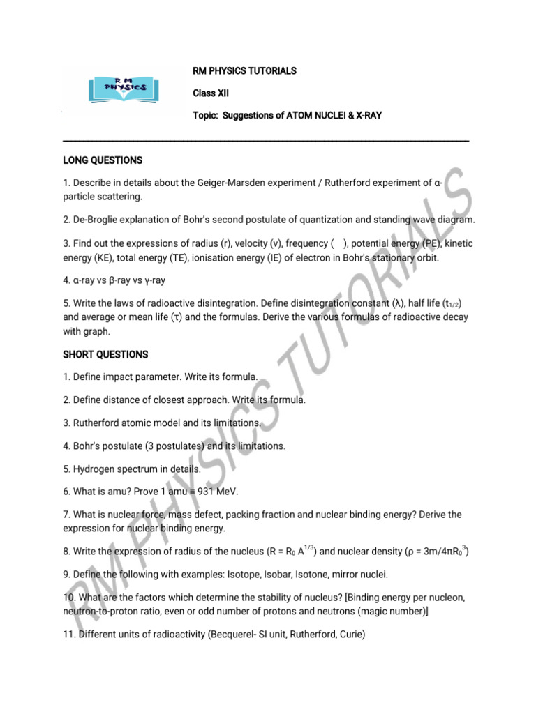 Atom Nuclei X-Ray | PDF