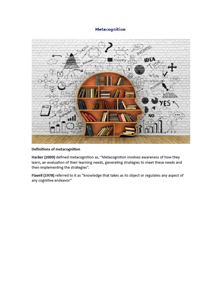Definitions of Metacognition | PDF | Metacognition | Learning
