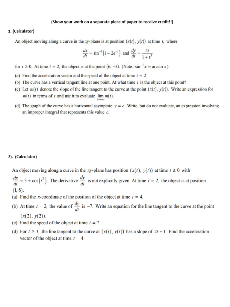 AP Calculus BC 2nd Semester FRQ #5 | PDF