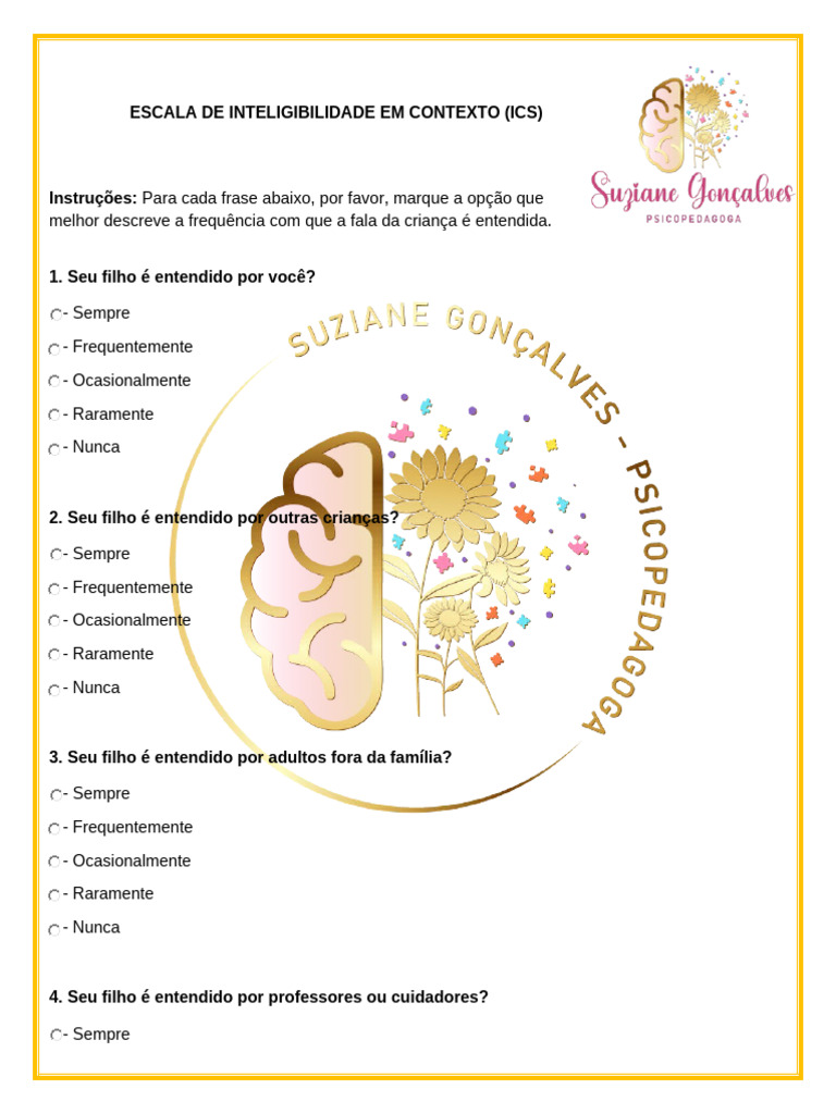 Escala de Inteligibilidade em Contexto (Ics) | PDF