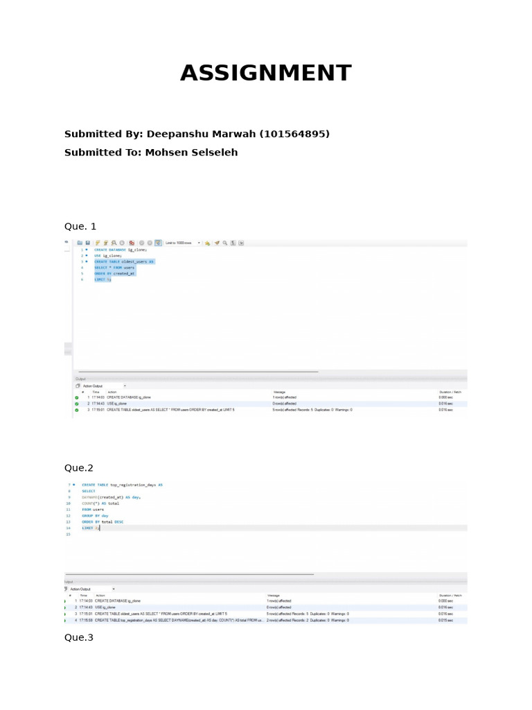 Assignment SQL | PDF