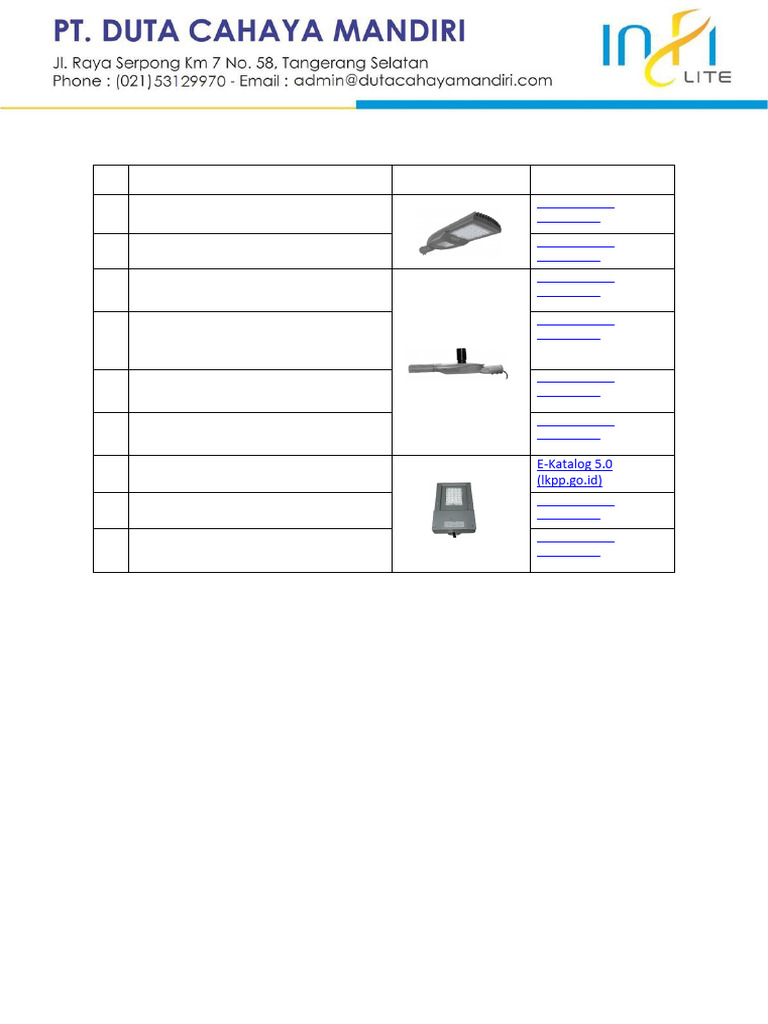 LINK PRODUK LED PJU INFILITE | PDF