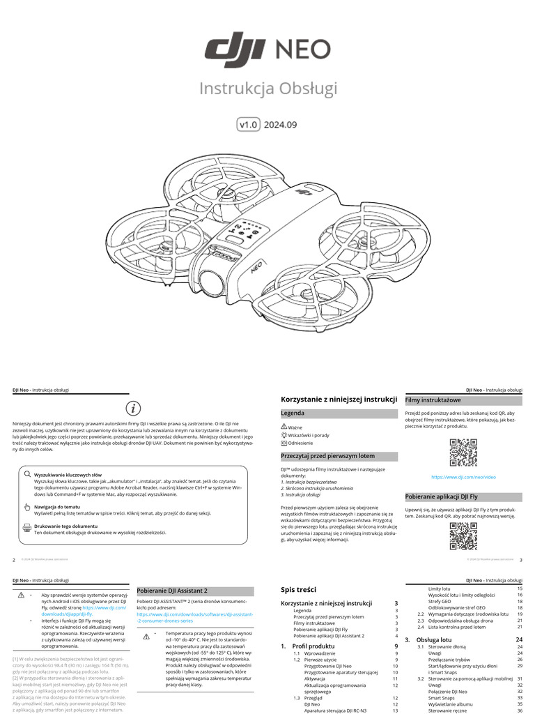 DJI Neo Instrukcja PL | PDF