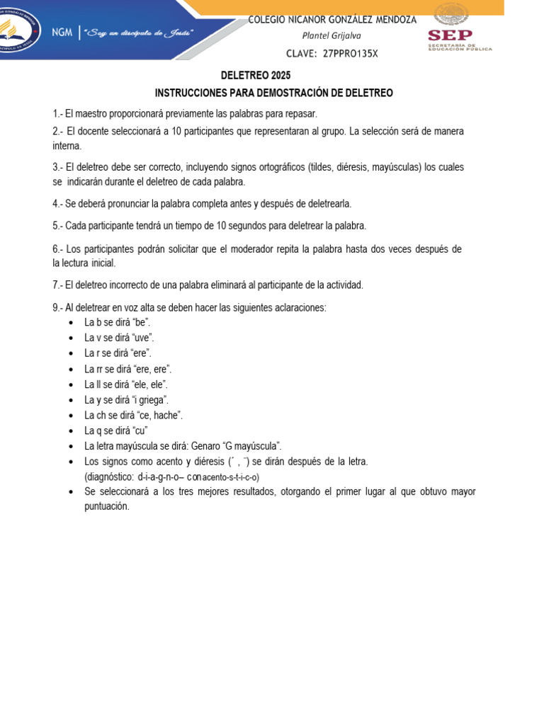 REGLAS PARA EL DELETREO DE PALABRAS | PDF