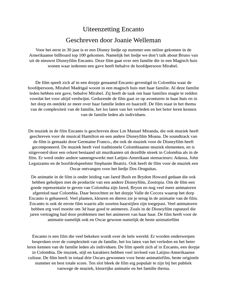 Uiteenzetting Encanto | PDF