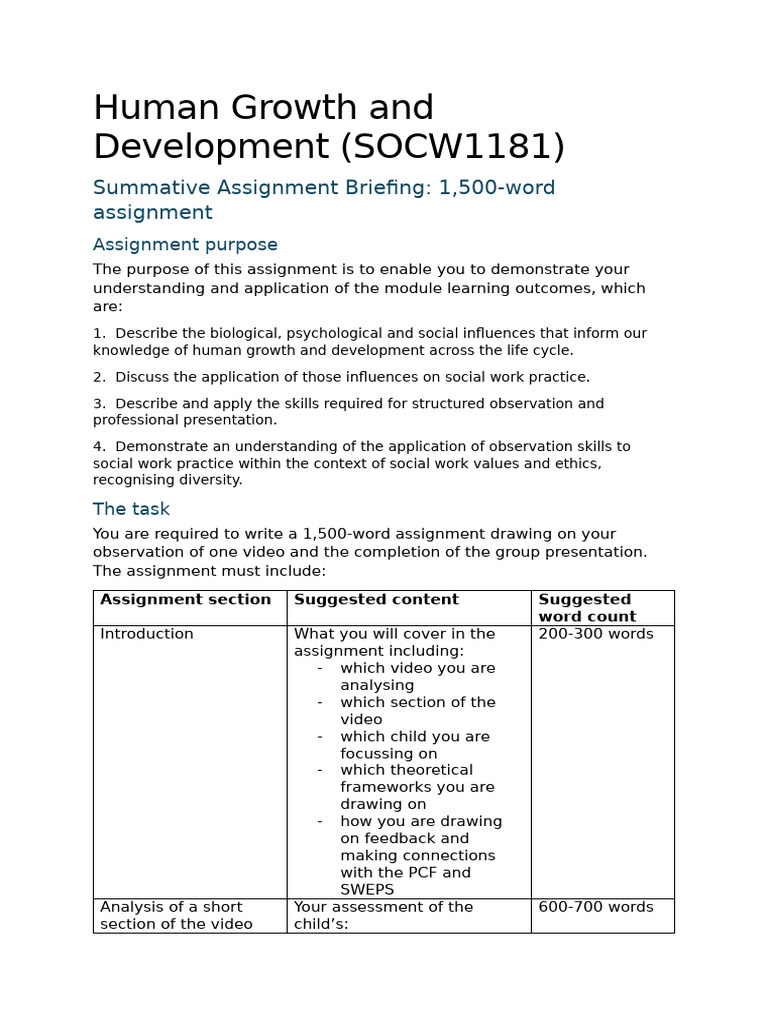 Summative Assessment Briefing Document | PDF | Cognitive Development | Learning