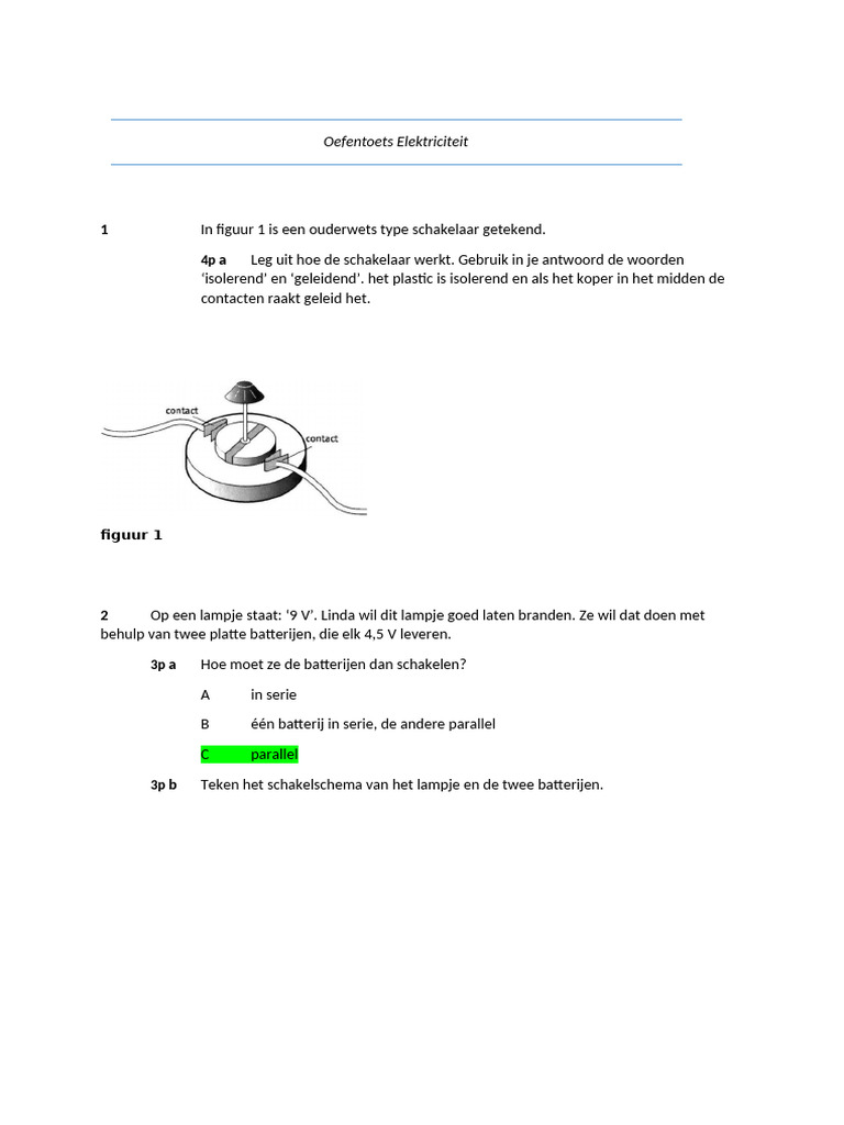 Oefentoets Elektriciteit | PDF