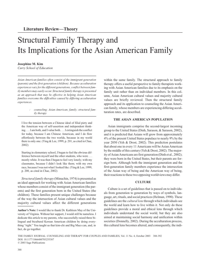 Kim 2003 Structural Family Therapy and Its Implications For The Asian ...