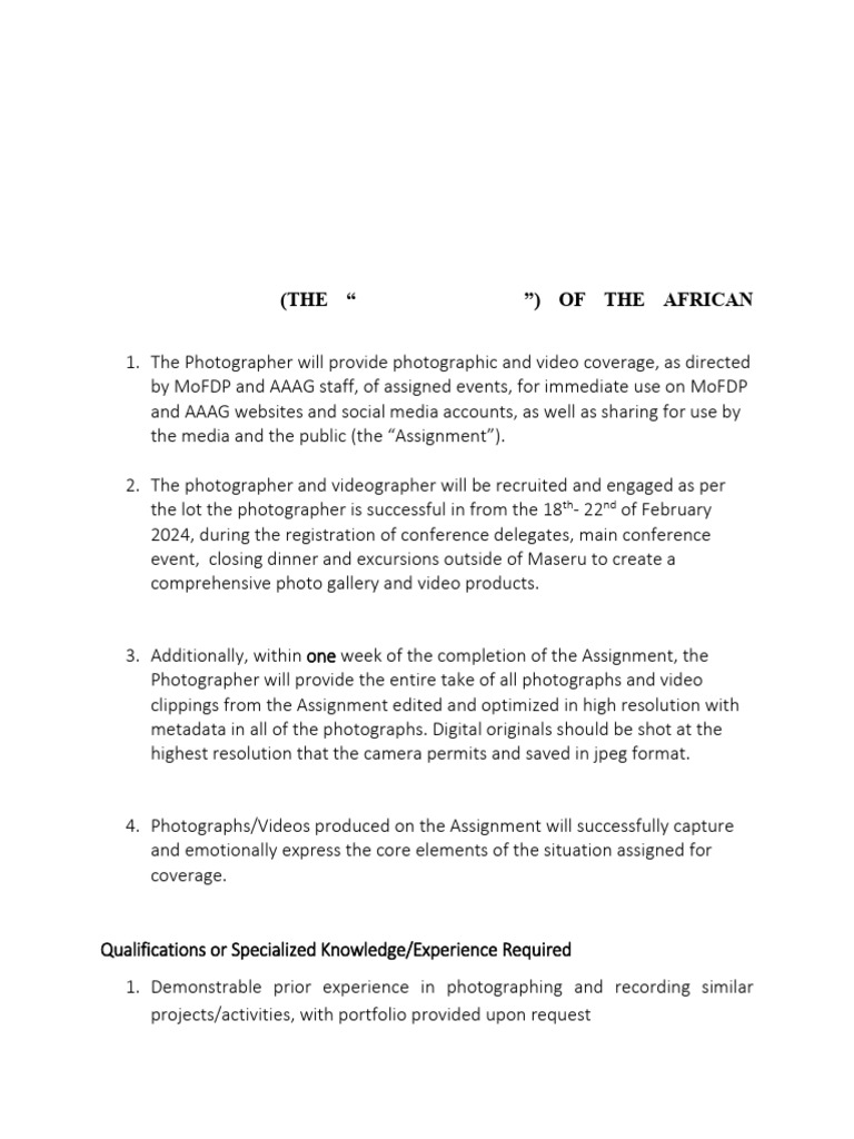 Photographer & Videographer RFP for AAAG Event | PDF | Imaging