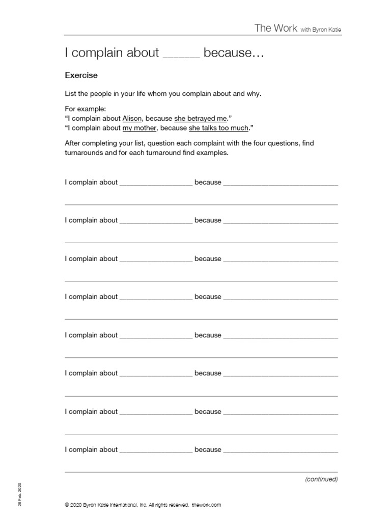 I Complain About - Worksheet | PDF