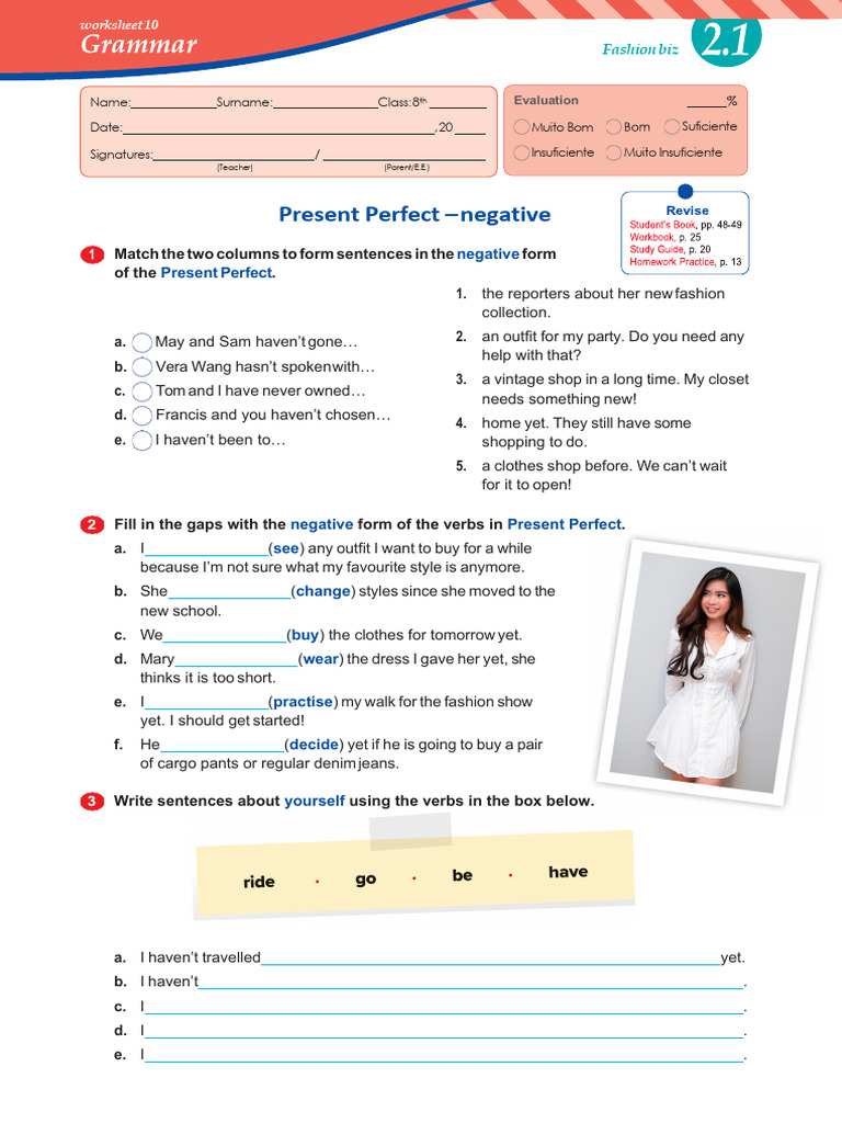 Present Perfect Negative Worksheet | PDF | Language Families | Languages