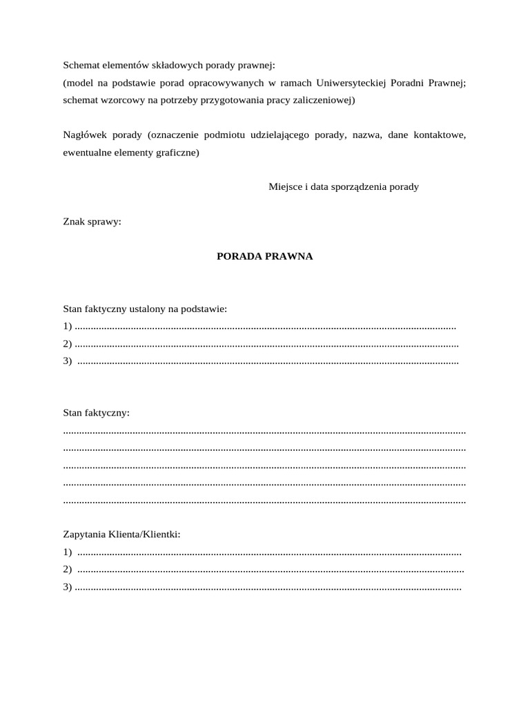 Schemat Elementów Składowych Porady Prawnej | PDF