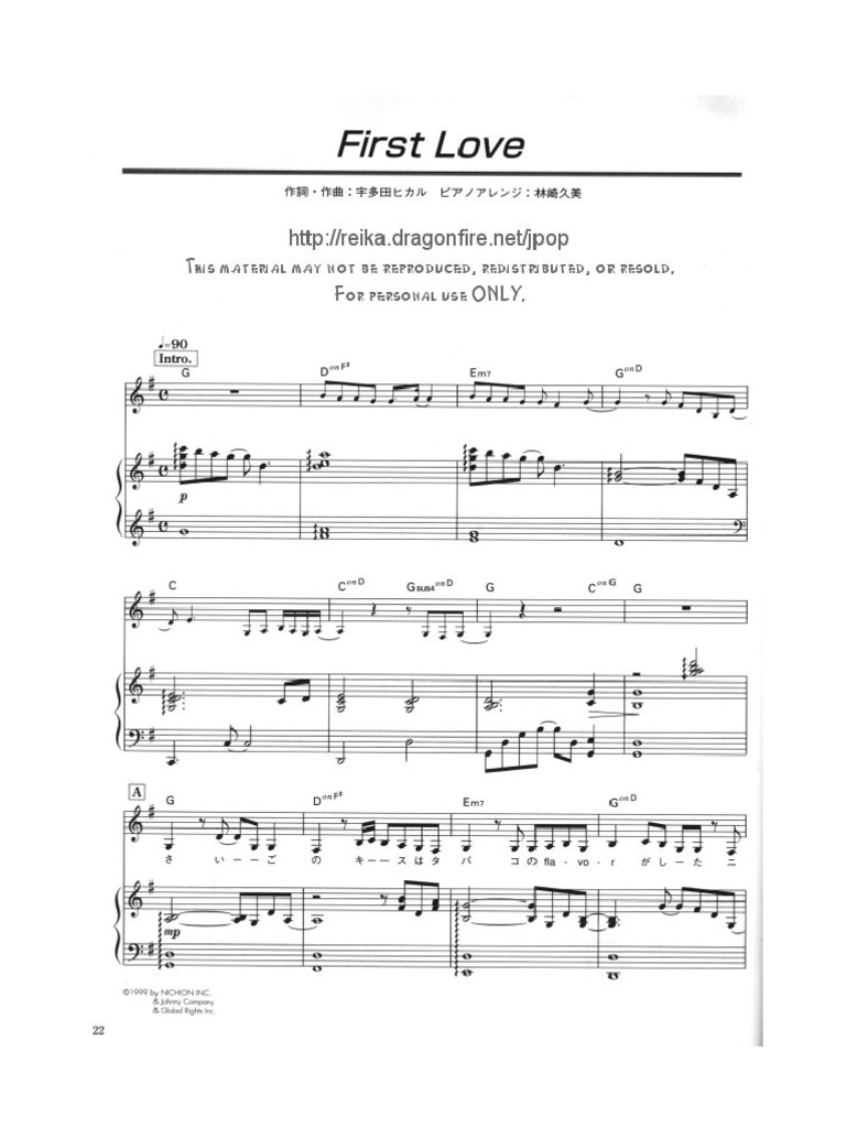 First Love Piano Music Sheet | PDF | Entertainment (General)