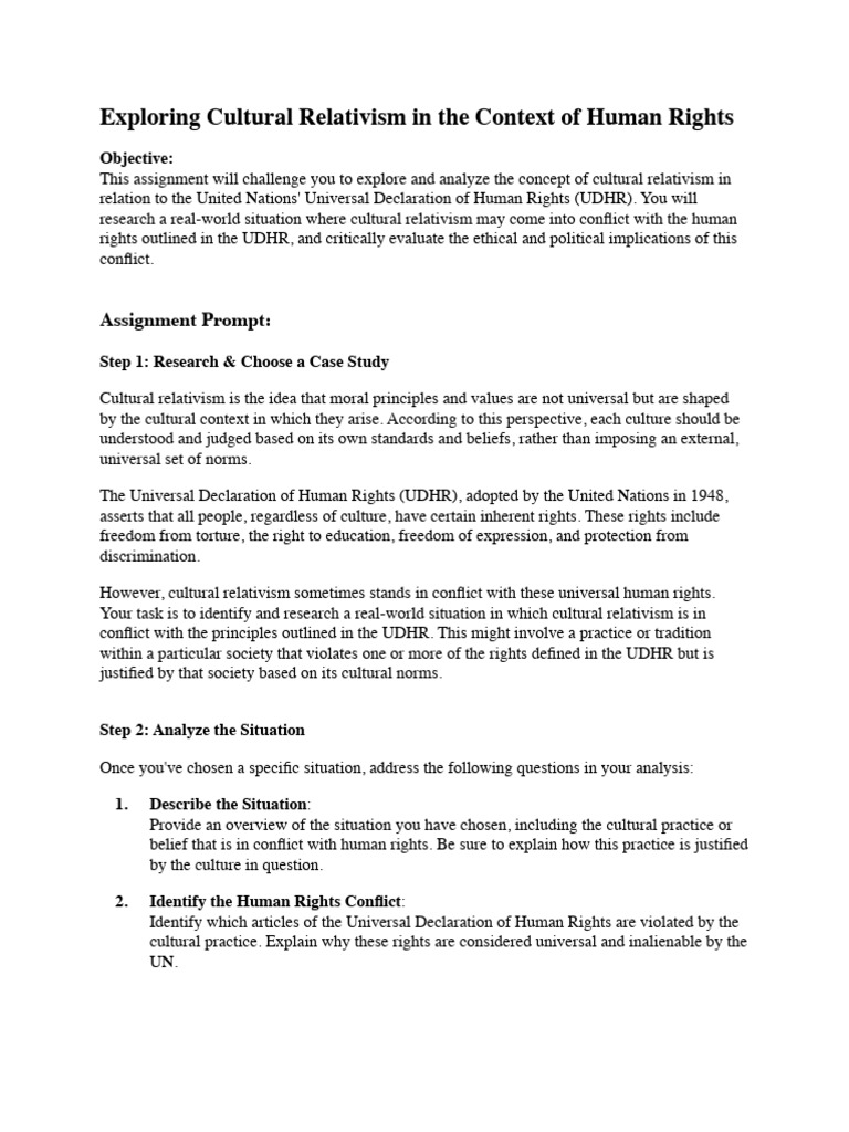 Cultural Relativism in The Context of Human Rights Assignment | PDF ...
