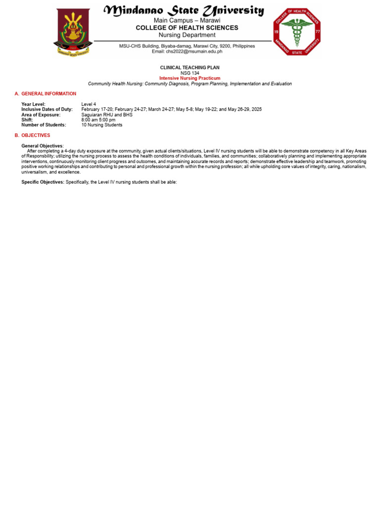 CLINICAL TEACHING PLAN | PDF | Nursing | Risk