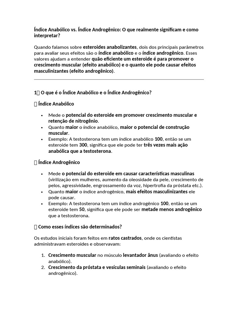 Entendendo Índice Androgênico e Anabólico | PDF | Testosterona | Andrologia