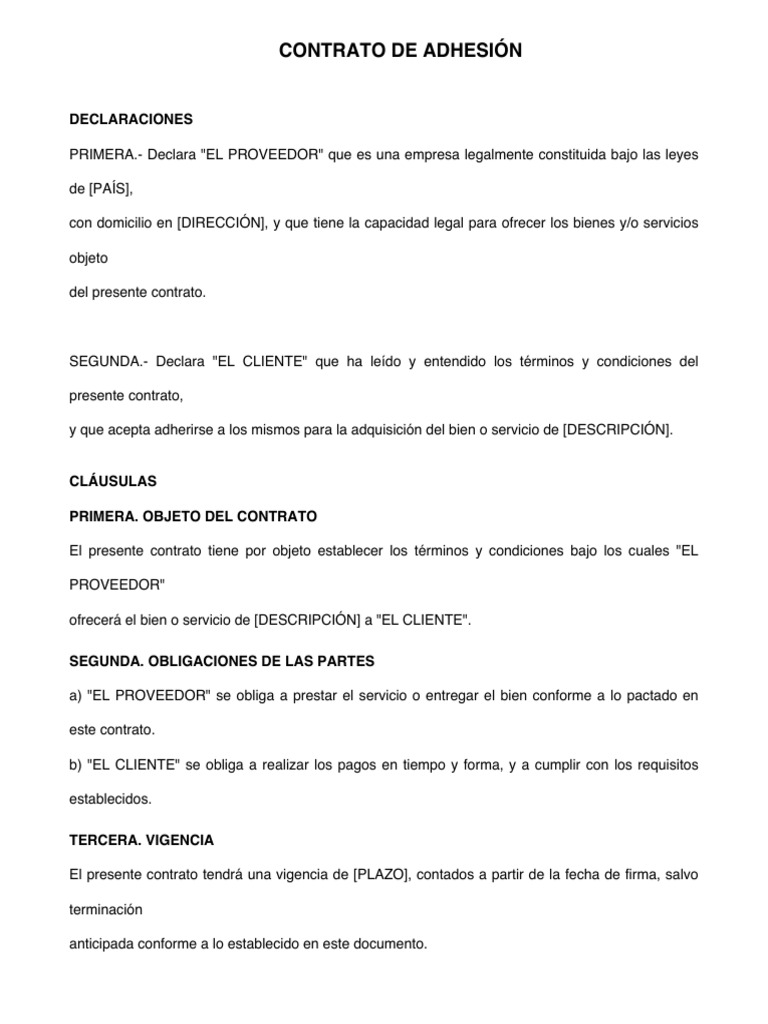Contrato de Adhesion Formato PDF | PDF