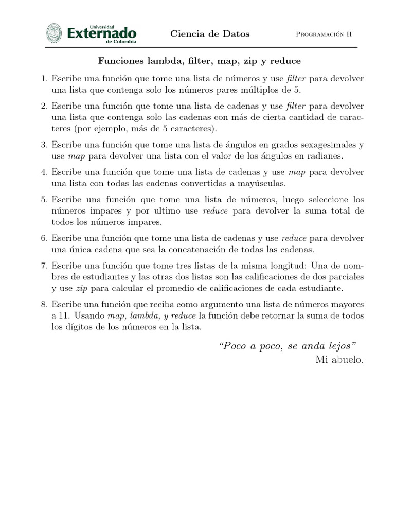 T4 Funciones Lambda, Filter, Map, Zip, Reduce | PDF