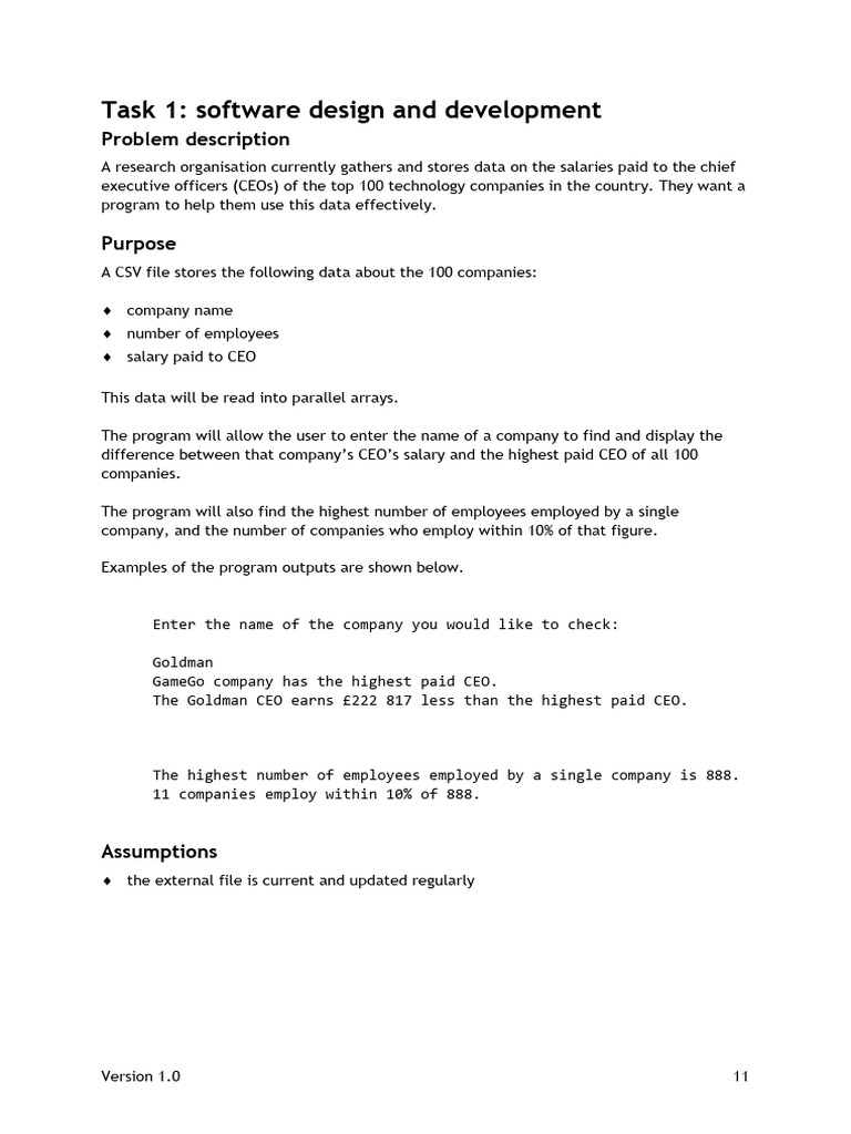 NH Computing-Science Assignment 2024 Task 1 Instructions | PDF