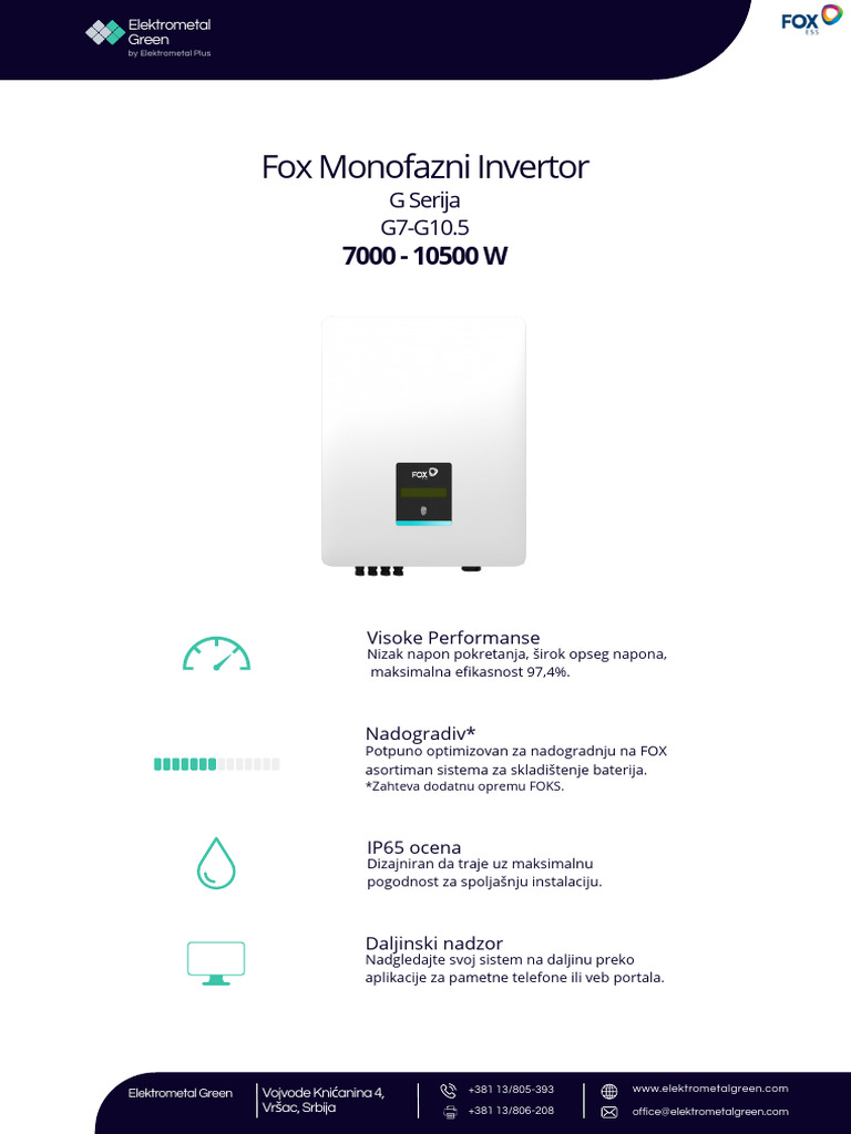 Fox Monofazni Invertor: G Serija G7-G10.5 | PDF