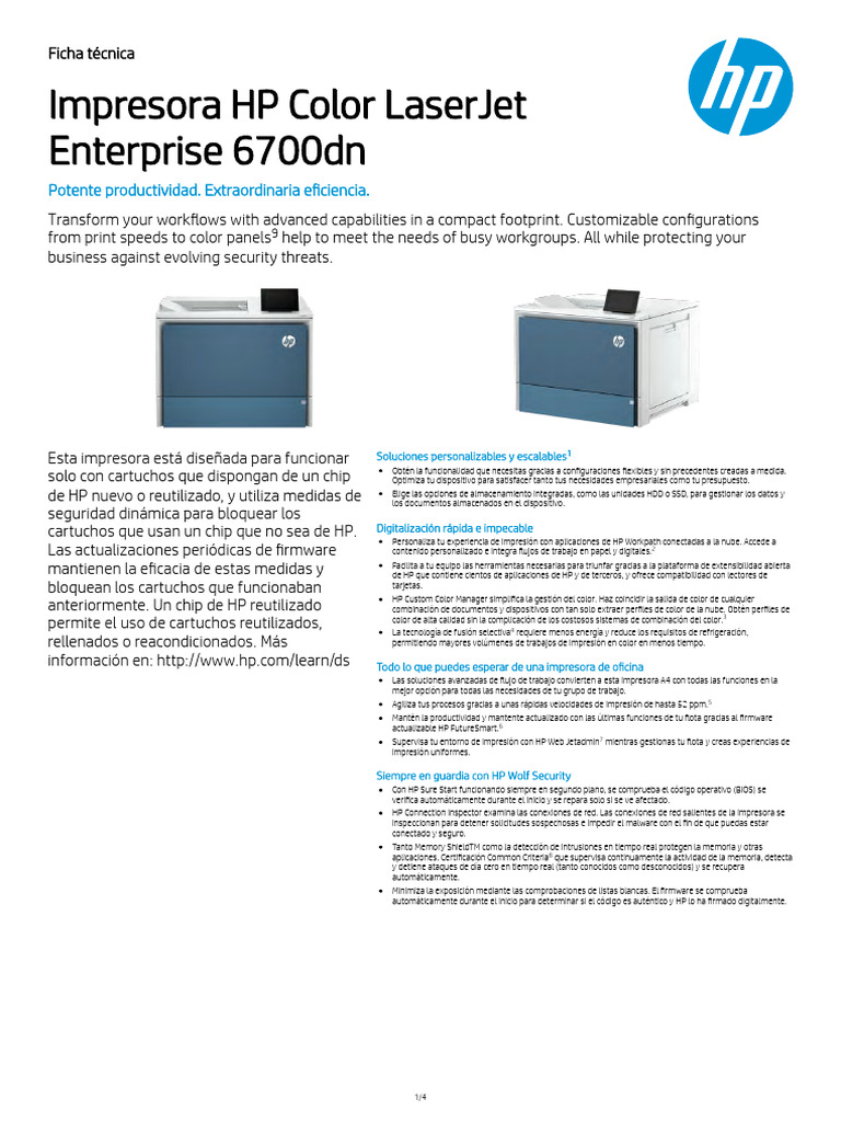 Impresora HP LaserJet 6700dn: Productividad y Seguridad | PDF | Mac OS ...