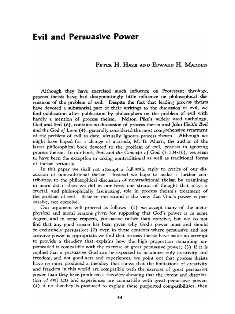 Evil and Persuasive Power - Peter H. Hare, Edward H. Madden | PDF ...
