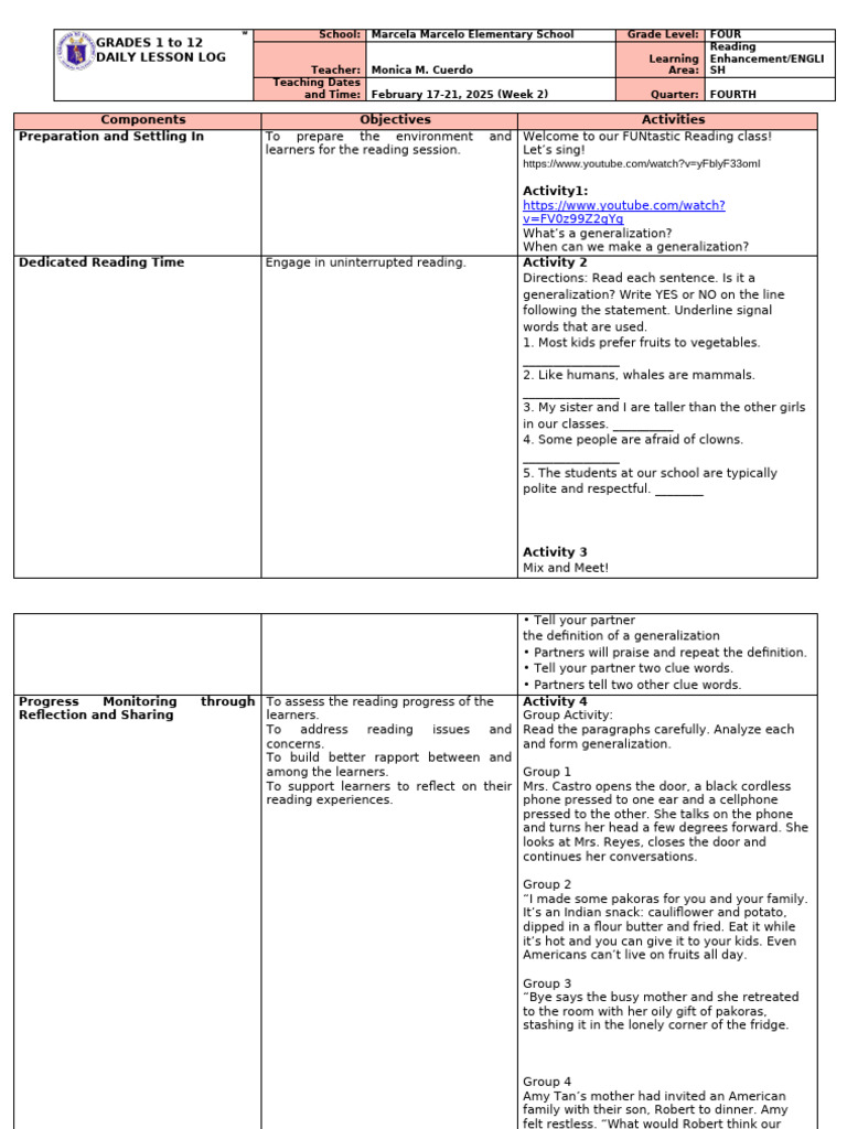 Cuf Q4 W2 Reading English | PDF | Cuisine | Foods