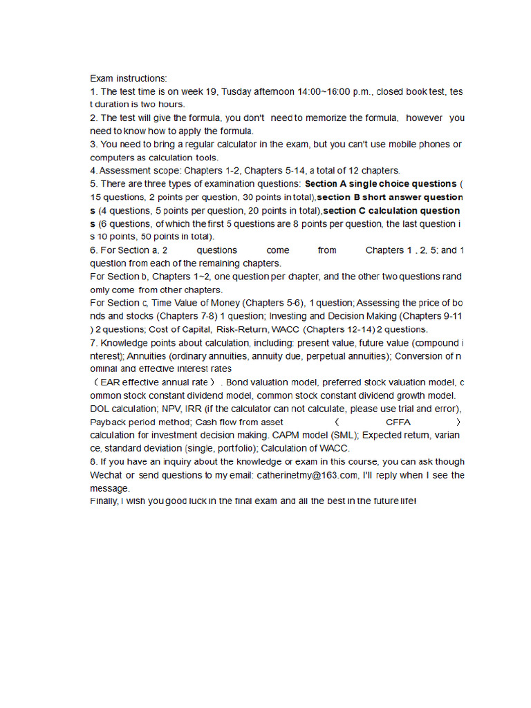 Final Exam Instructions | PDF