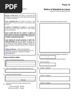 RTA Notice of Intention To Leave Form13 | PDF | Leasehold Estate | Lease