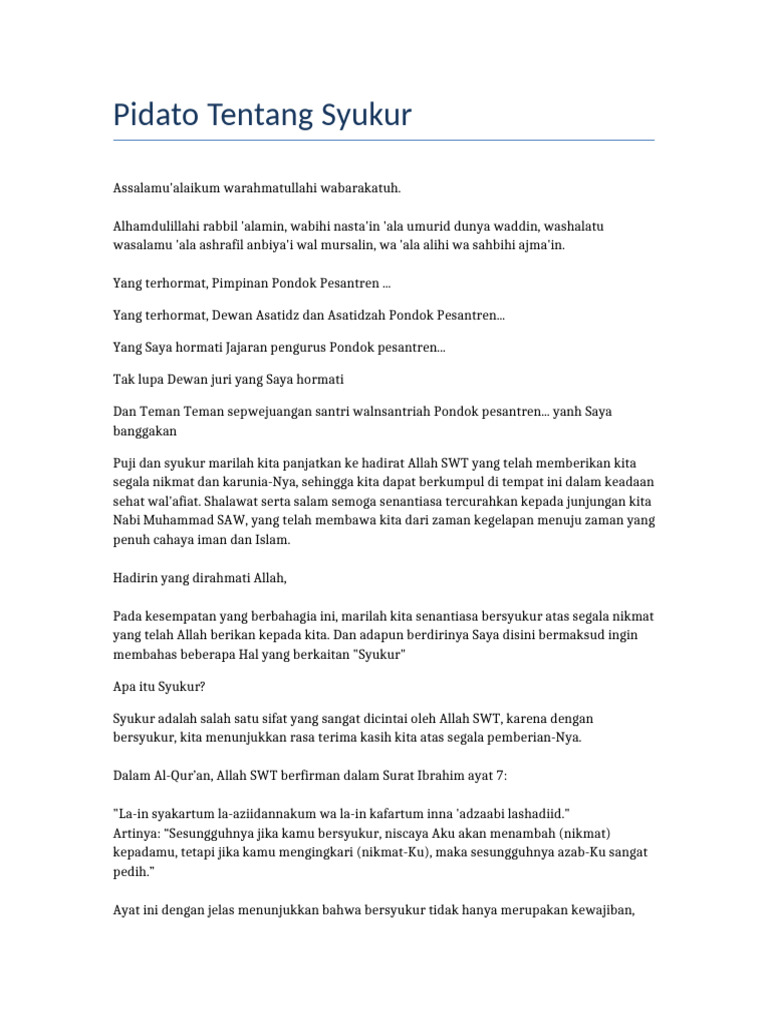 Pentingnya Syukur dalam Kehidupan | PDF