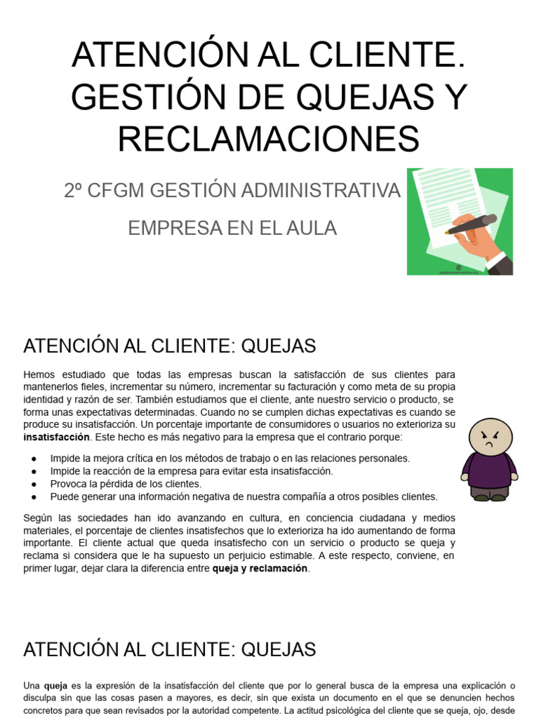 Gestión de Quejas y Reclamaciones | PDF | Calidad (comercial) | Gestión ...